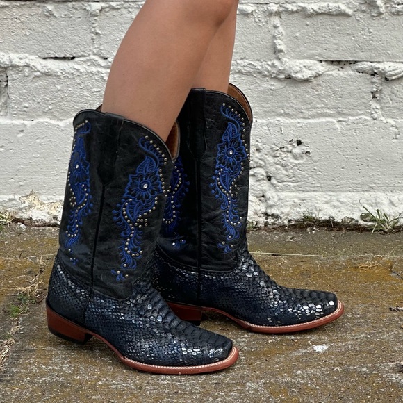 Ferrini | Shoes | Ferrini Womens Leather And Python Studded Cowboy ...